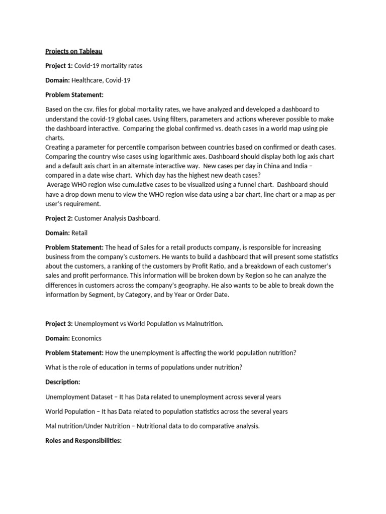 Tableau - Projects and Skills | PDF | Data | Information Retrieval