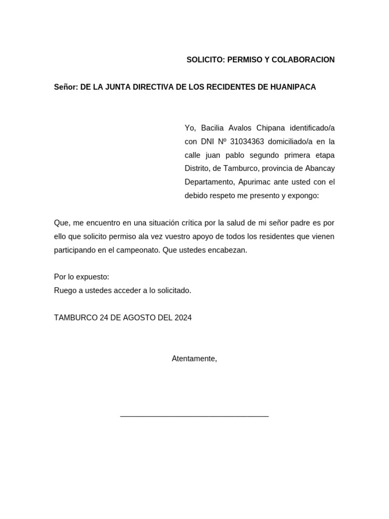 Solicitud Dirigida Al Alcalde | PDF