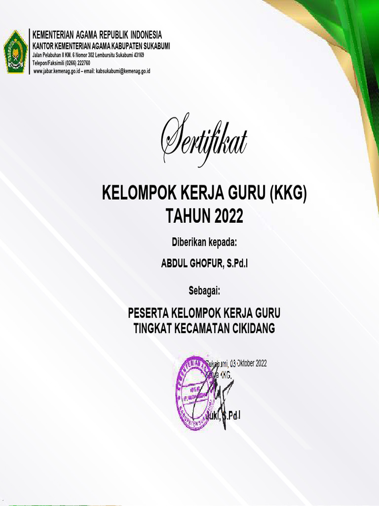 SERTIFIKAT KKG (2) ABDUL GOFUR | PDF