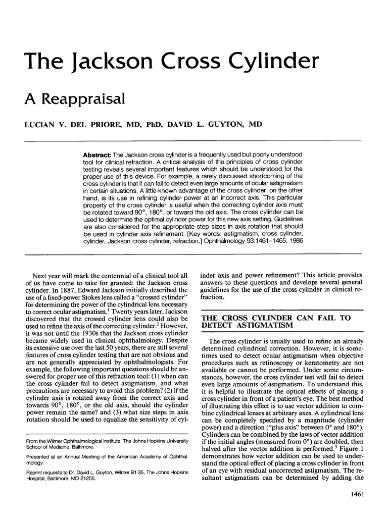 The Jackson Cross Cylinder Ophtha | PDF | Rotation | Ophthalmology