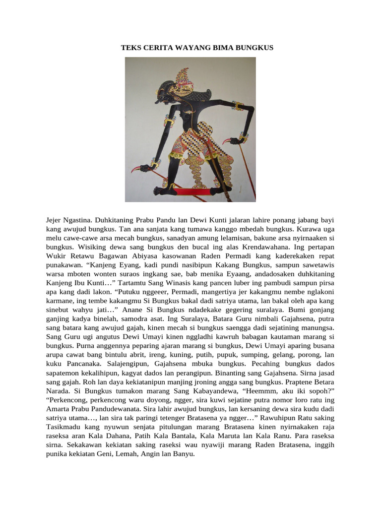 Teks Cerita Wayang Bima Bungkus | PDF