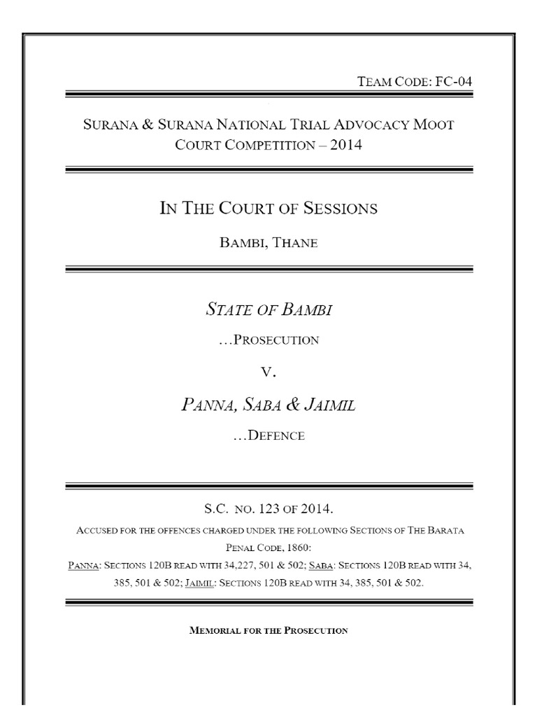 Second Best Memorial Surana and Surana Trial Advocacy 2014 (P) - TOAZ ...