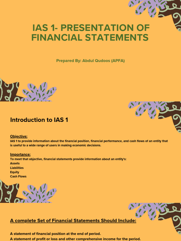 IAS 1 Presentation of Financial Statements 1736922480 | PDF