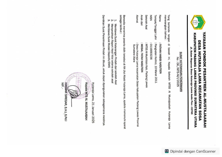 Rekomendasi Pindah Fathan | PDF