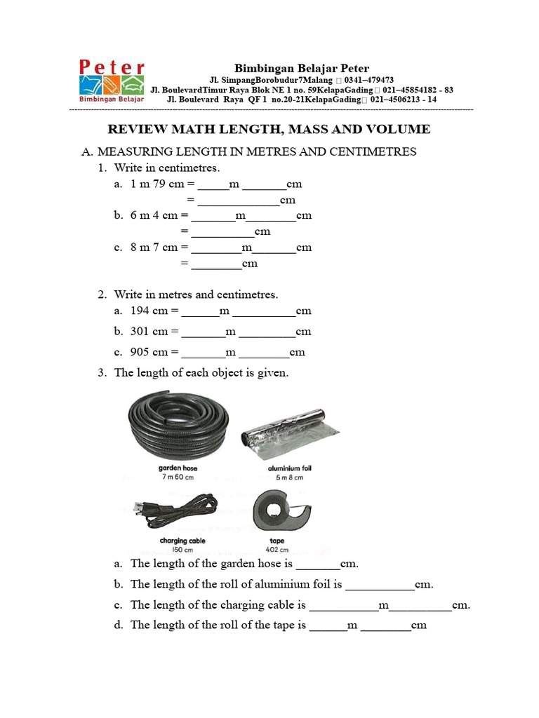 Grade 3 Measurement: Length, Mass, Volume | PDF | Litre | Length