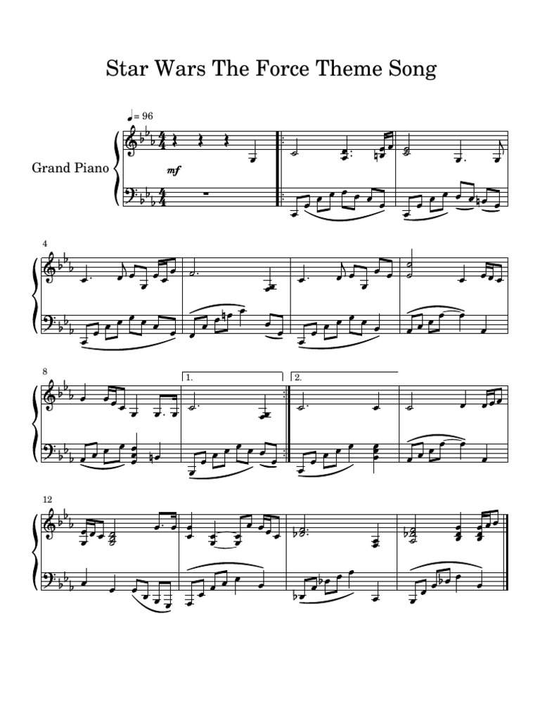 Star Wars The Force Theme Song-EASY | PDF