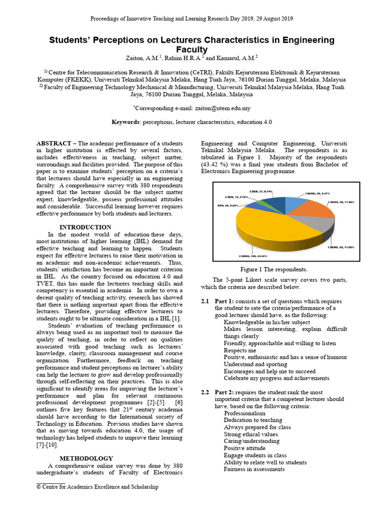 Students' Perceptions On Lecturers Characteristics in Engineering ...