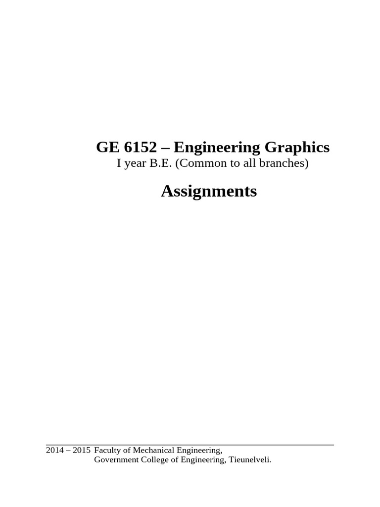 Engineering Graphics Assignments 2014-15 | PDF | Euclid | Euclidean ...