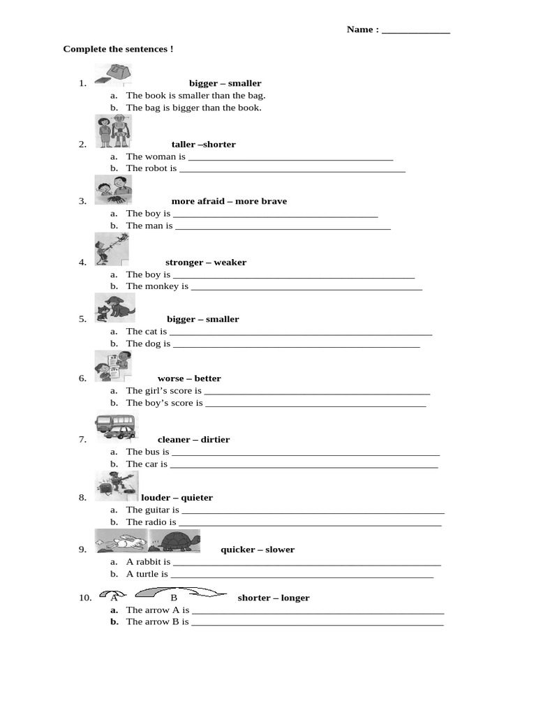 Comparative Adjectives Exercise | PDF