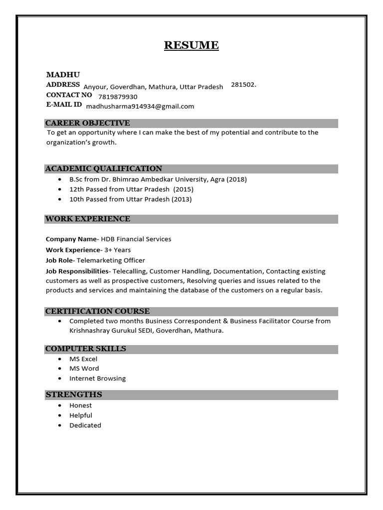 Resume - Madhu-1 | PDF