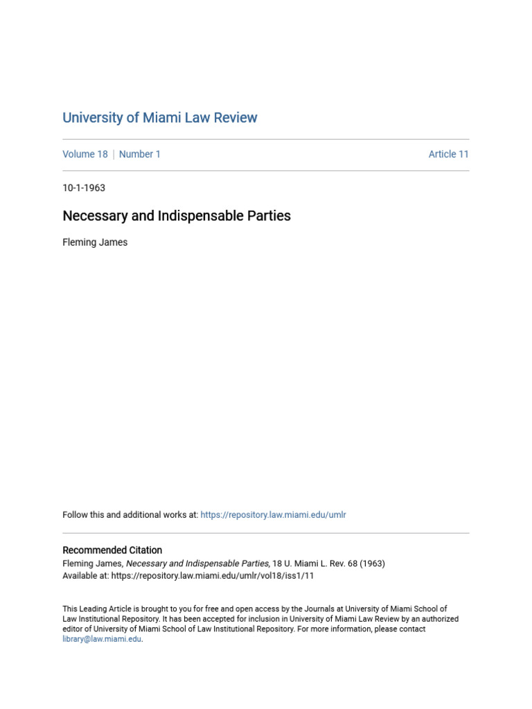 Necessary and Indispensable Parties | PDF | Lawsuit | Equity (Law)