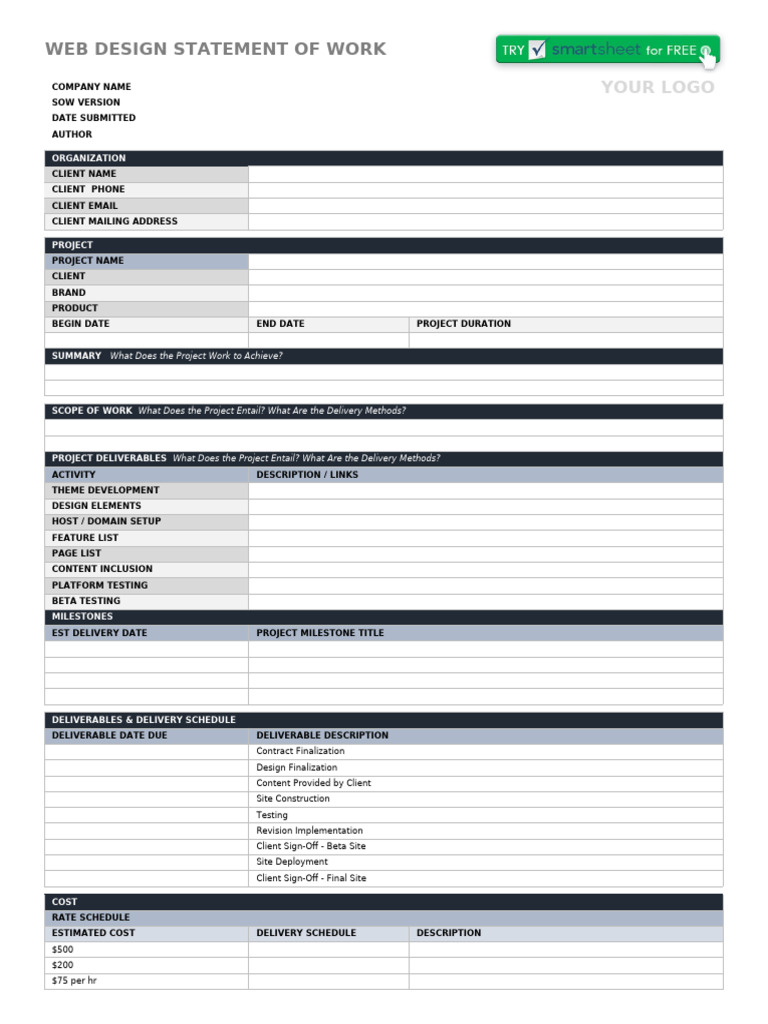 Web Design Statement of Work Template | PDF | Computing