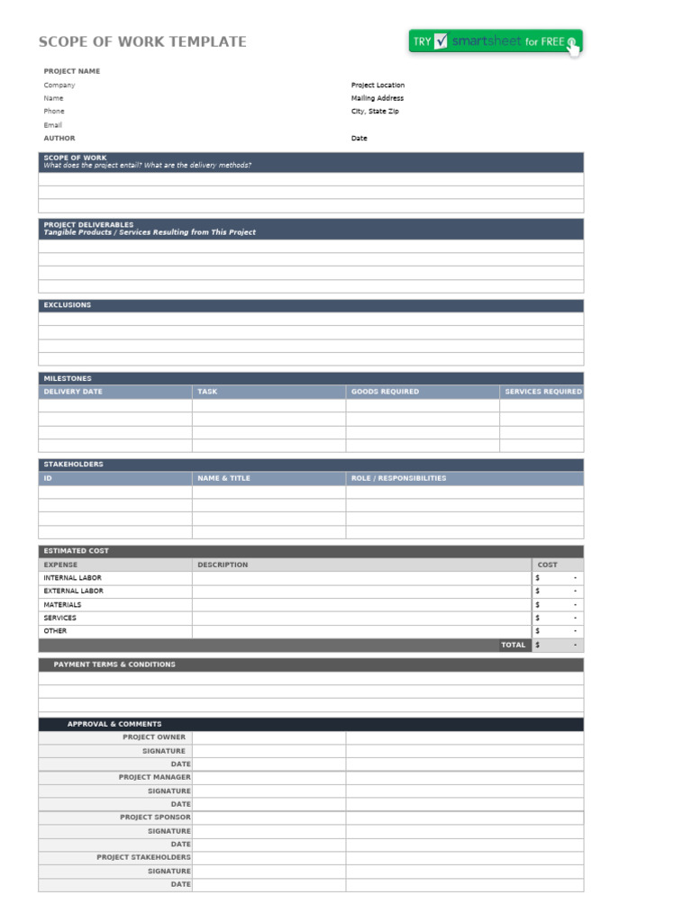 Scope of Work Template Guide | PDF