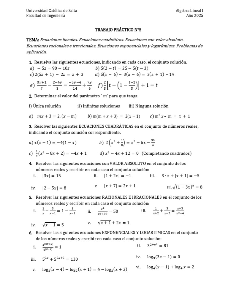 TP5 Ecuaciones | PDF | Ecuaciones | Número Real