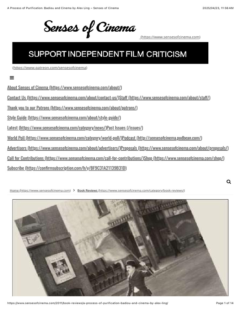 Tony McKibbin - A Process of Purification - 'Badiou and Cinema' by Alex Ling | PDF | Truth ...