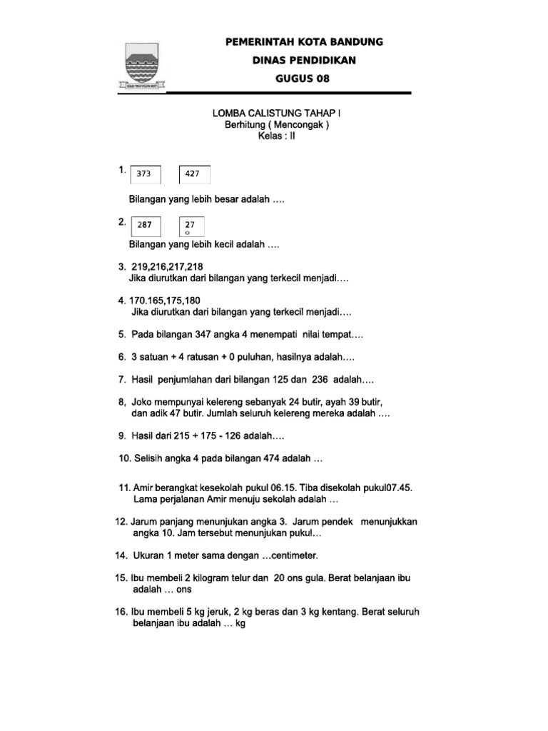Soal Calistung | PDF