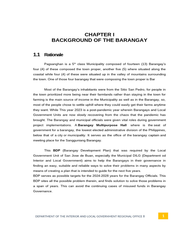 Barangay Development Plan Overview | PDF