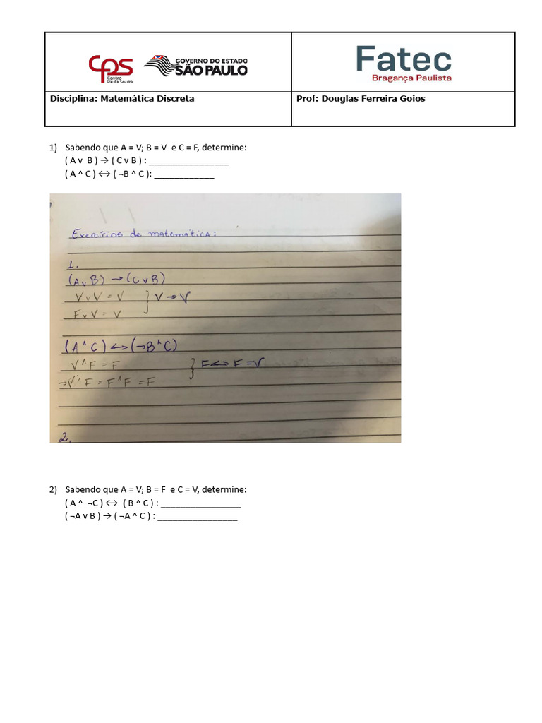 Atividade de Matemática Discreta - Pedro Henrique | PDF