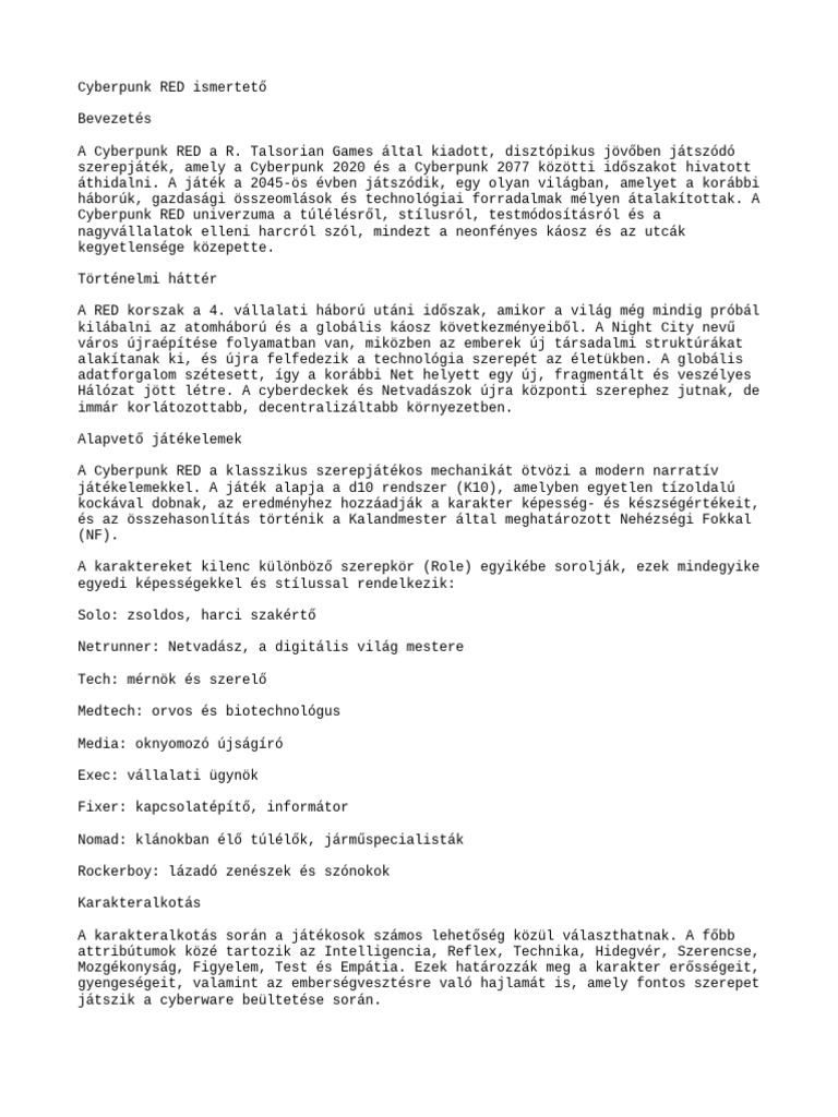 CpRED Ismertető | PDF