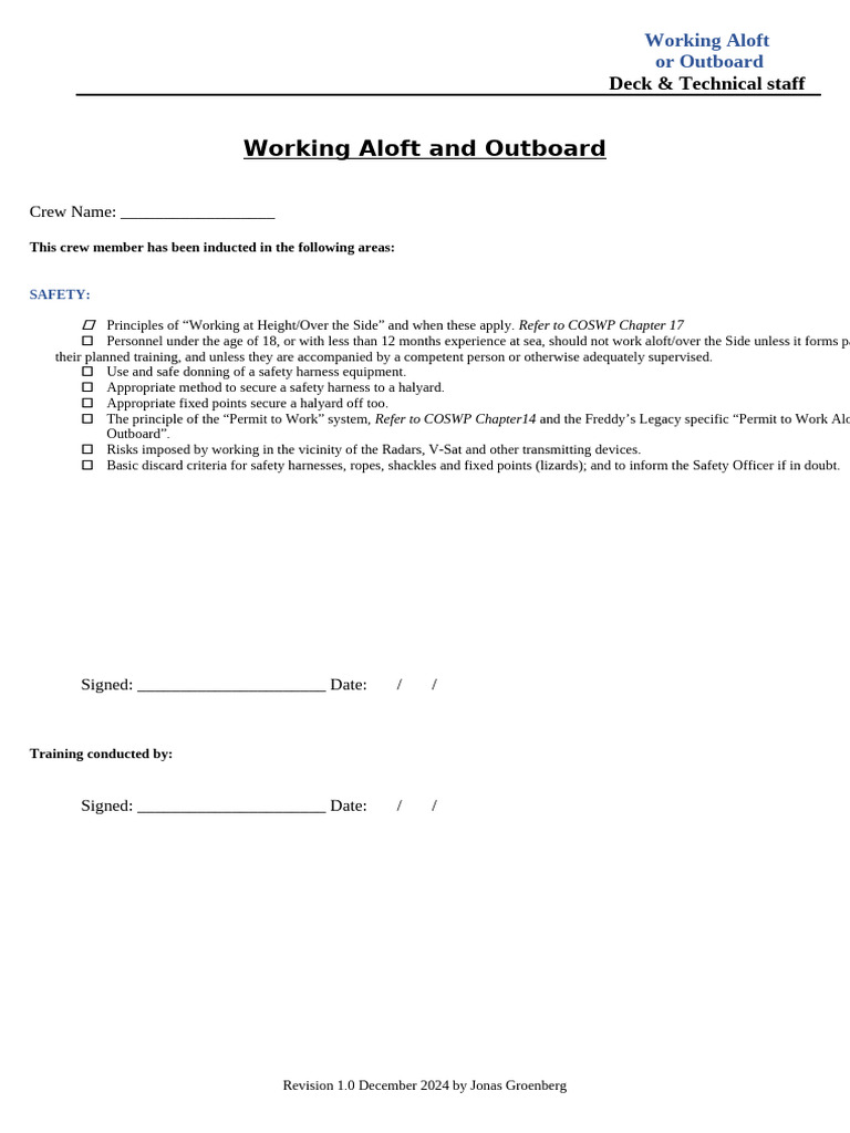 Trabajo de Altura o Costado - Espanyol | PDF