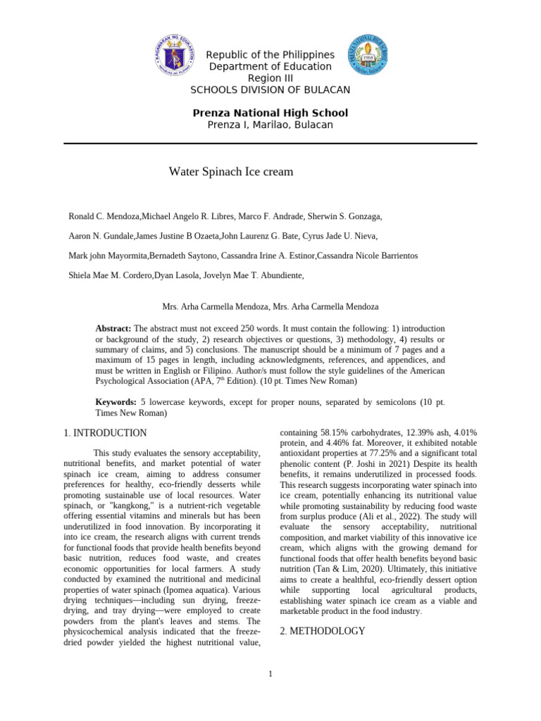 PNHS SHS Research Journal Template.1741180342950 | PDF | Foods | Nutrition