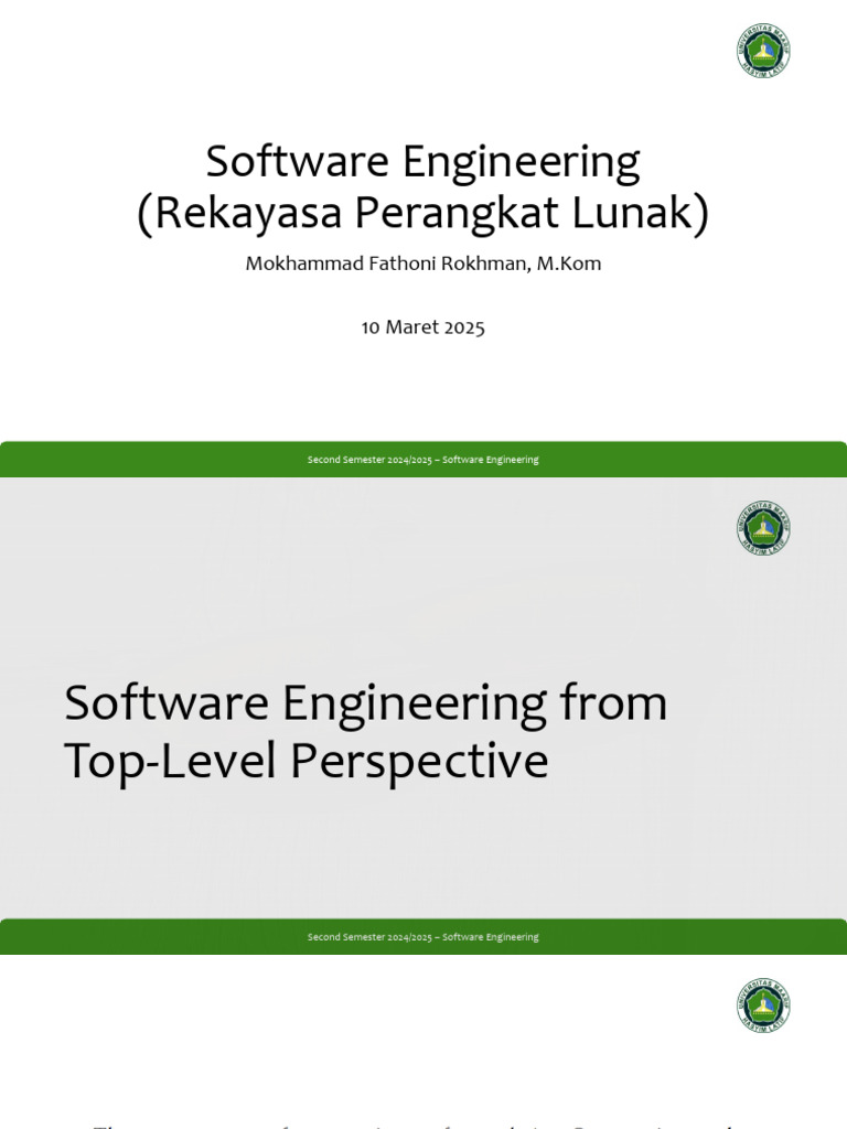 01 Software Engineering From Top-Level Perspective | PDF | Software ...