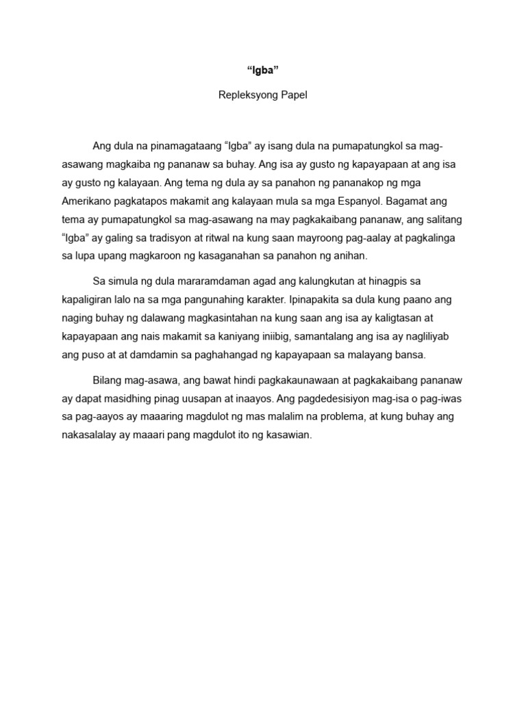 Repleksyon Sa Igba | PDF
