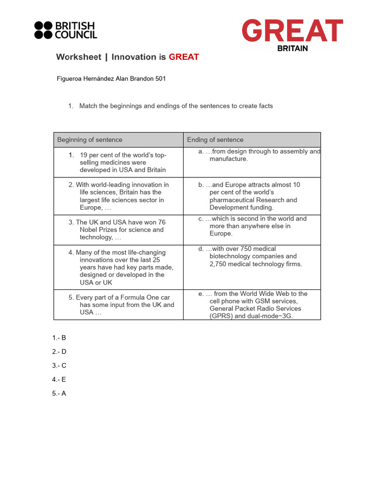 Innovation Is Great Student Worksheets | PDF | Motorcycle | Engines