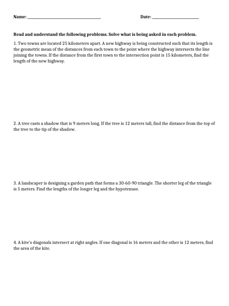 Trigo Ratios Word problem worksheet | PDF
