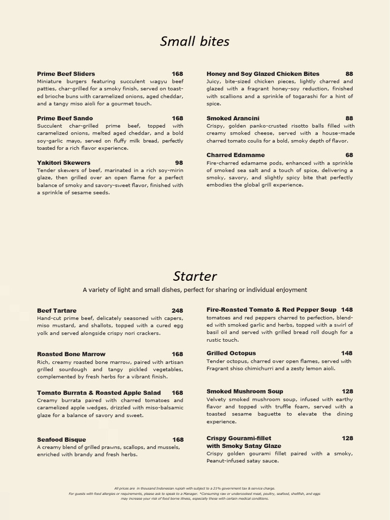 Embers Restaurant Menu Highlights | PDF | Indonesian Cuisine | Sauce