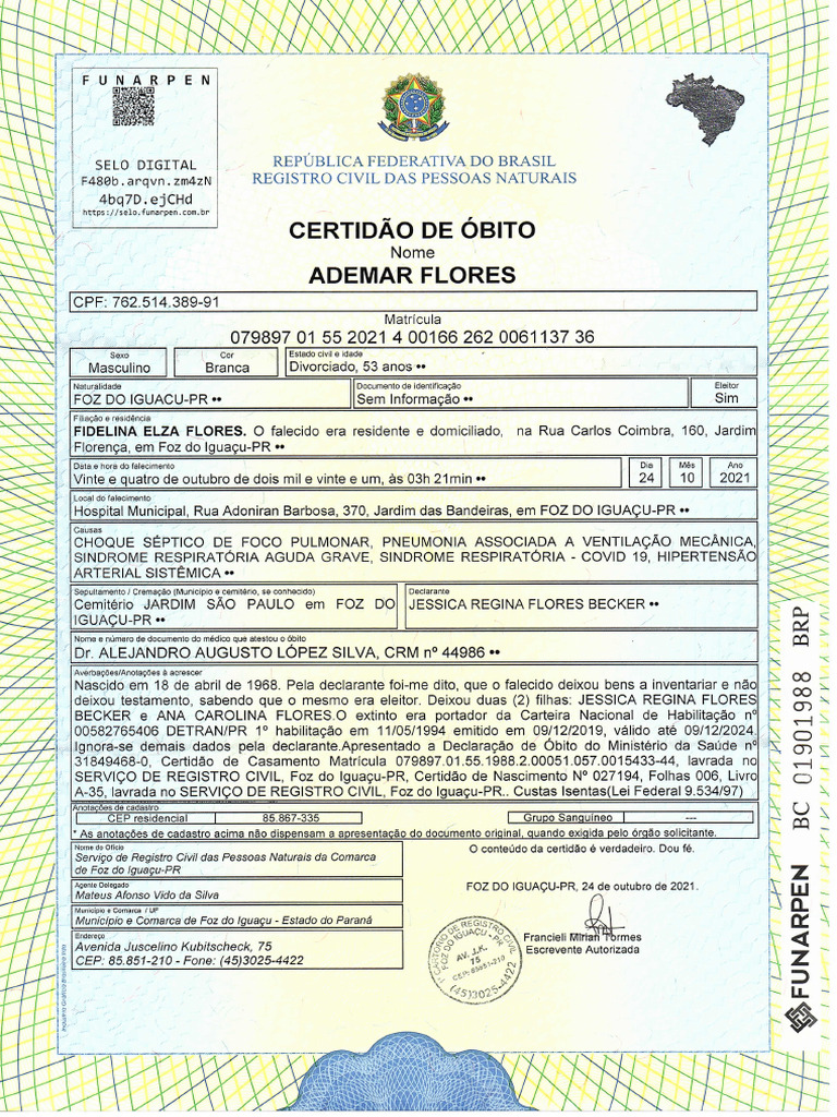 Certidão de Obito | PDF