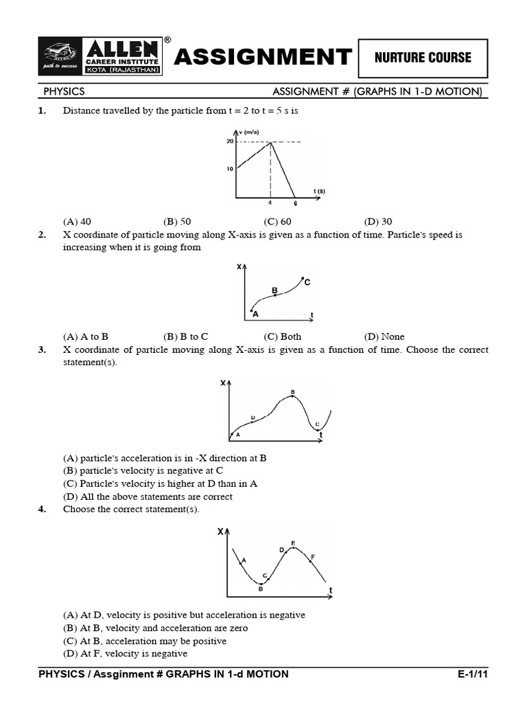 06 - Kinematics Assignment | PDF | Acceleration | Velocity