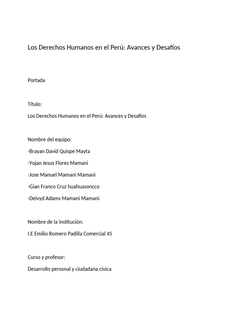 Monografia DPCC | PDF | Derechos humanos | Perú