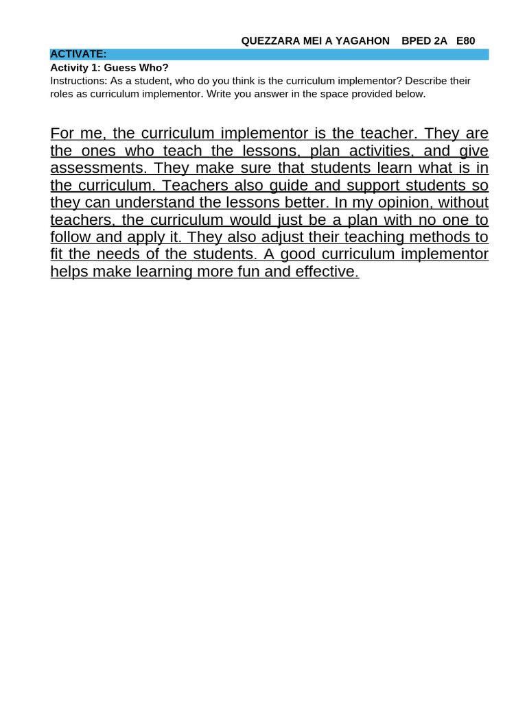 Activate - Activity 1 | PDF