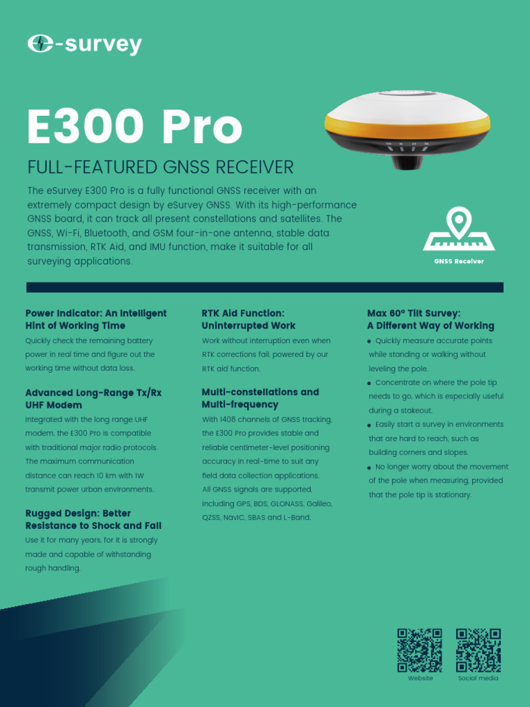 E300 Pro GNSS Receiver Overview | PDF | Surveying | Information And ...
