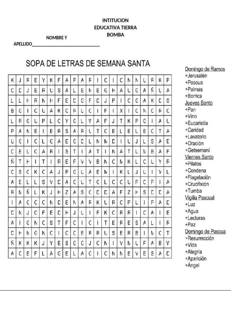 Sopa de Letra Semana Santa | PDF