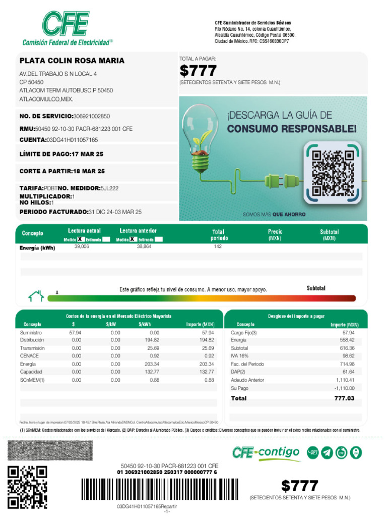 Plata Colin Rosa Maria: Av - Del Trabajo S N Local 4 CP 50450 Atlacom ...