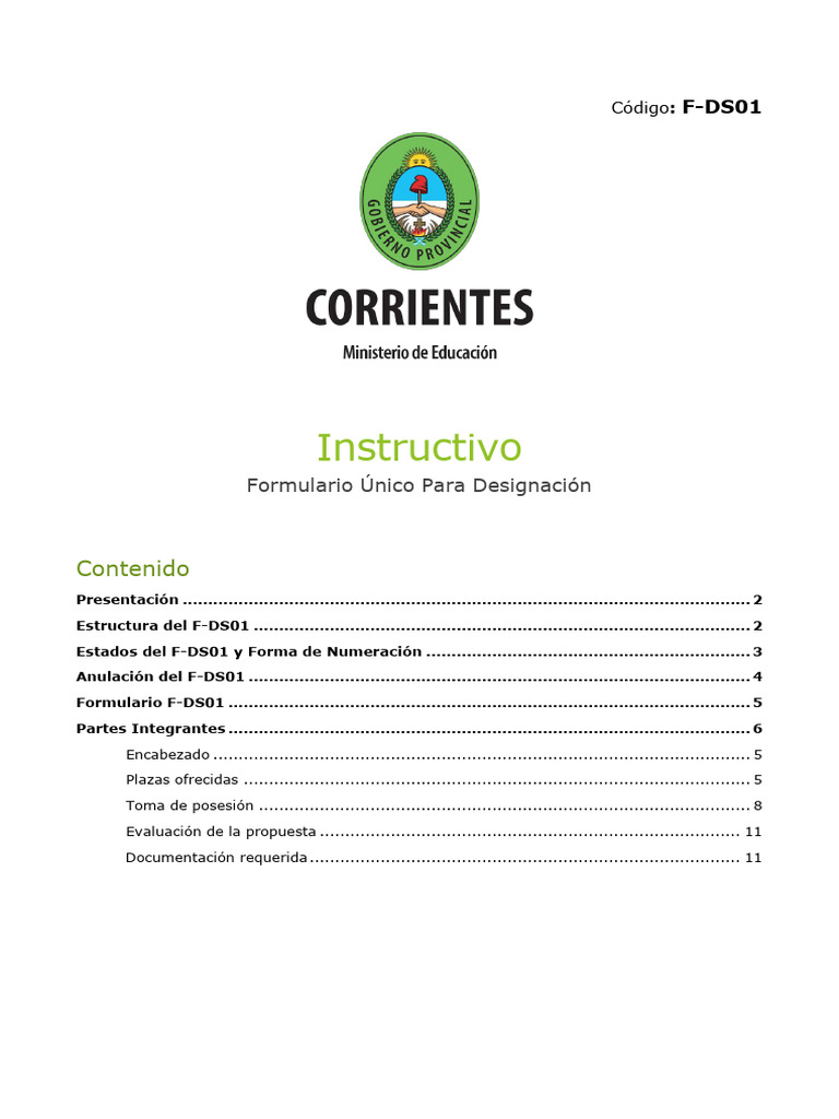 Instructivo Formulario F-DS01 Designación | PDF | Enseñando | Aprendizaje