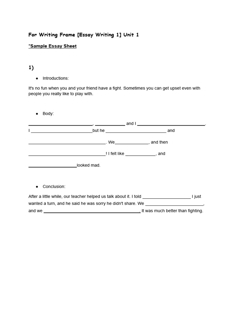 WF EW1 Materials (Sample Essay Sheet) | PDF
