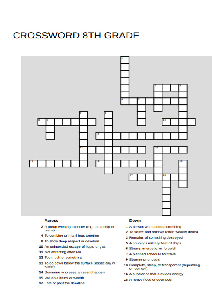 8th grade crossword | PDF