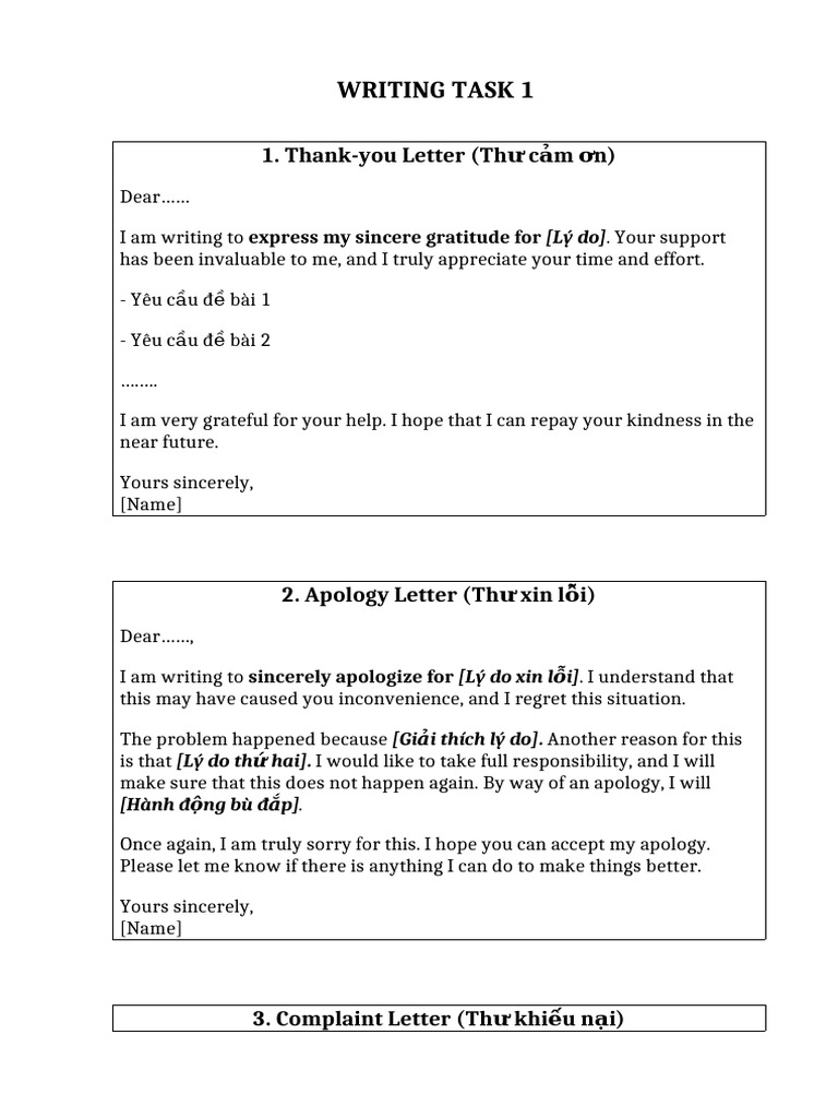 Writing Task 1 Template Pdf