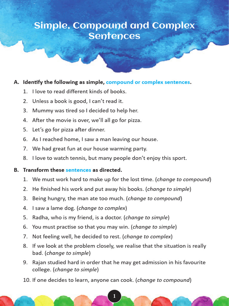 Simple Complex and Compound Sentences - 2 | PDF