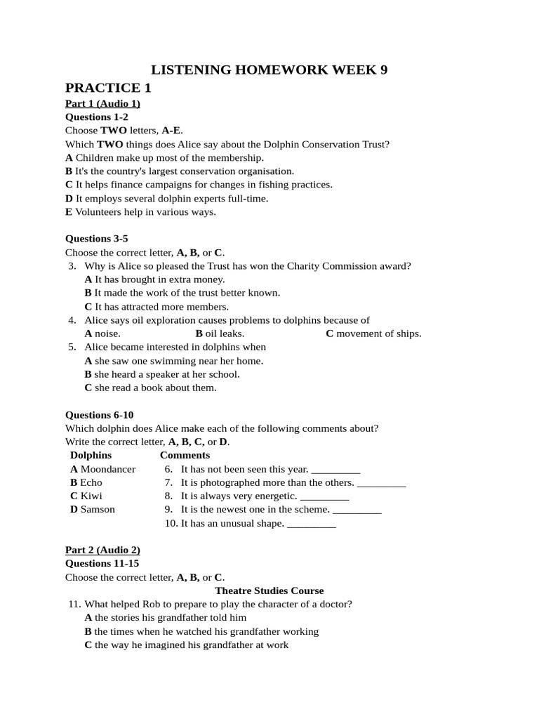 Listening Homework Week 9 | PDF | Mining