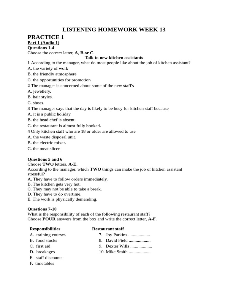 Week 13 Listening Homework Guide | PDF | Scandinavia