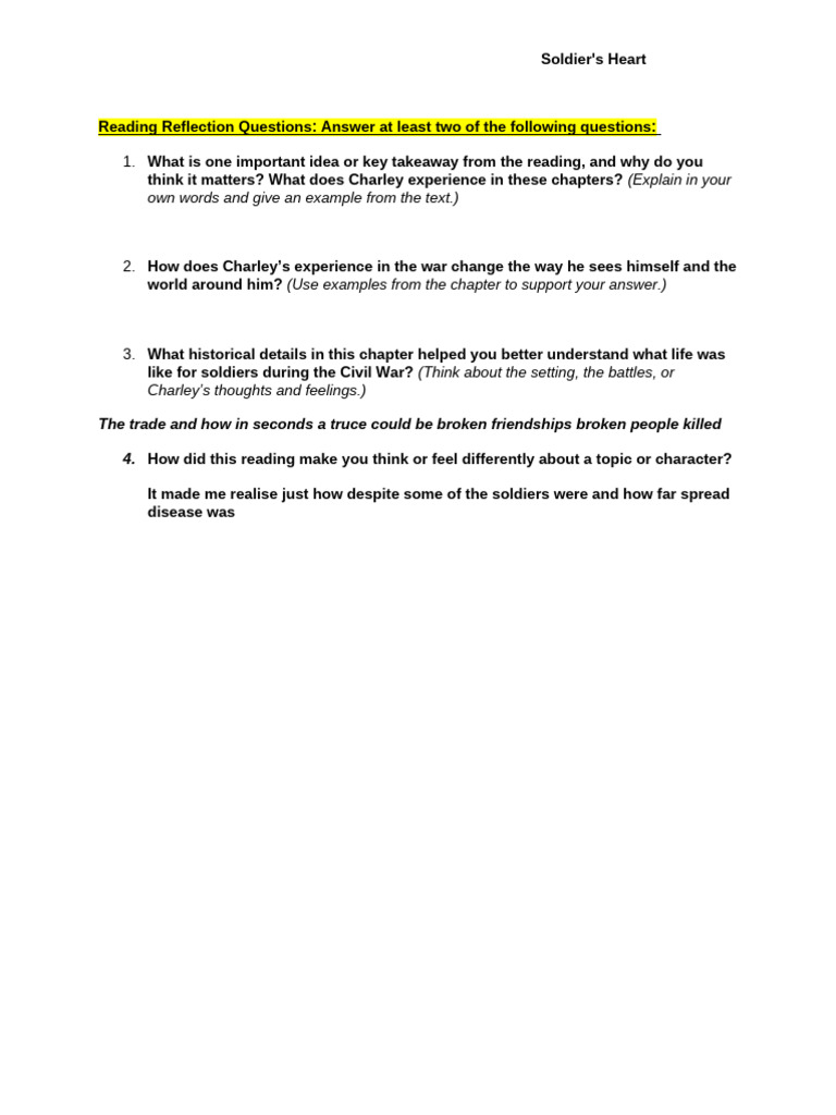 Cooper Jenkinson - (Template) Soldier's Heart Reflection | PDF