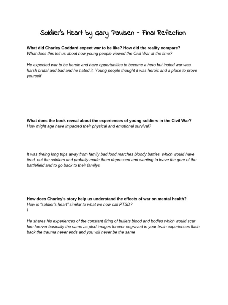 Cooper Jenkinson - Soldier's Heart Final Reflection | PDF
