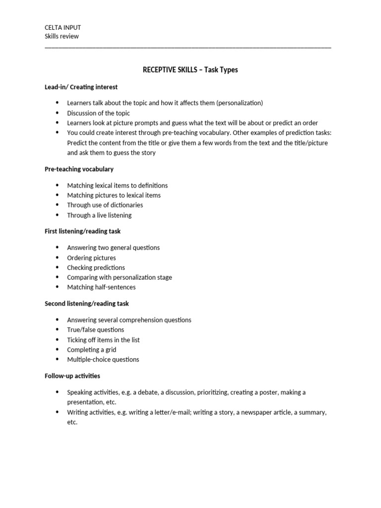 Examples of Task Types HO | PDF