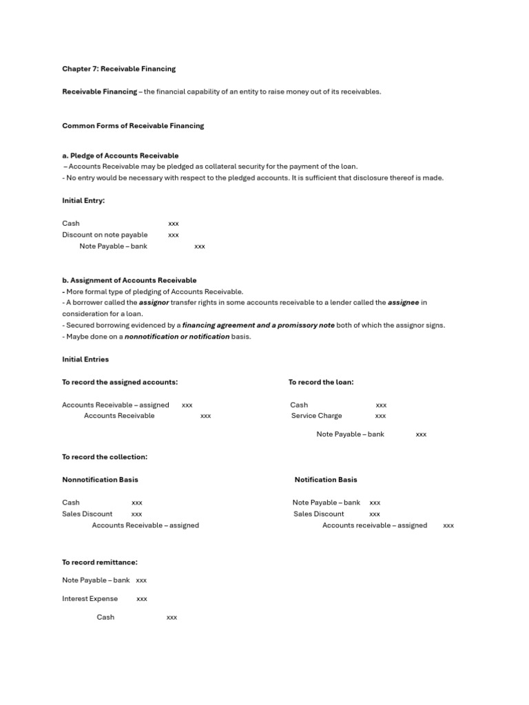 Handouts Chapter 7 Receivable Financing | PDF | Factoring (Finance ...