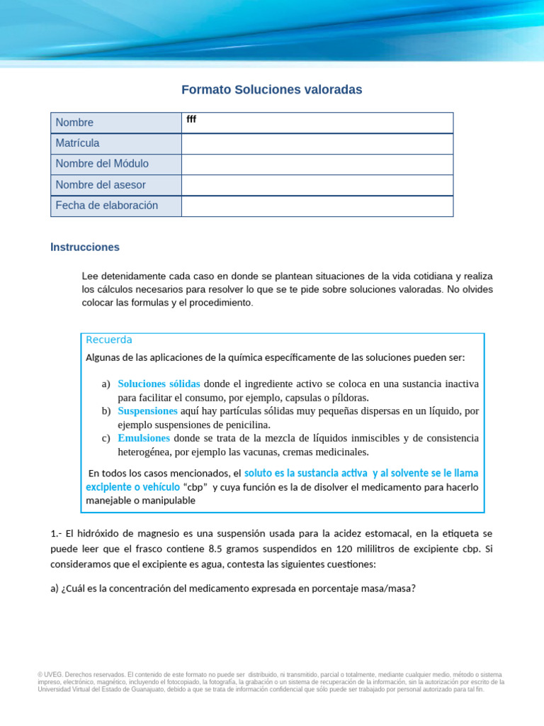 Ea2 Formato IQU Nuevo | PDF | Agua | Concentración