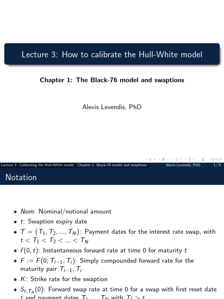 Lecture 3 - How To Calibrate The Hull-White Mode | PDF | Swap (Finance) | Investing